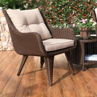 China Modern Design Woven PE Rattan Armchair and Dining Table Set for Outdoor Villa Balcony for sale