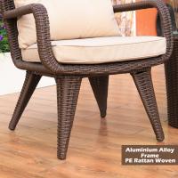 China Modern Design Woven PE Rattan Armchair and Dining Table Set for Outdoor Villa Balcony for sale