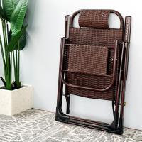 China Outdoor Beach Balcony Garden Portable Rattan Folding Sun Lounge Chair with Foot Pedal for sale