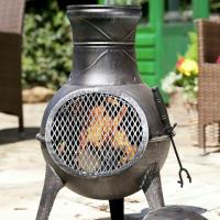 China Metal Outdoor Patio Backyard Garden Camping Heavy Duty Steel Wood Burning Firepit Charcoal Fire Pit Fireplace Chimenea with Rain Cap for sale