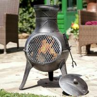 China Metal Outdoor Patio Backyard Garden Camping Heavy Duty Steel Wood Burning Firepit Charcoal Fire Pit Fireplace Chimenea with Rain Cap for sale