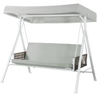 China Outdoor Swing Chair with Adjustable Canopy AJUNION 3 Seater Swing Bed and Steel Frame for sale