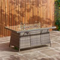 China Courtyard Rattan Garden Set with Fire Pit Table AJUNION 8 Seater Sectional Sofa Set for sale