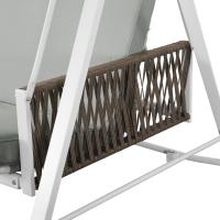 China Outdoor Swing Chair with Adjustable Canopy AJUNION 3 Seater Swing Bed and Steel Frame for sale
