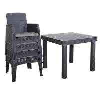 China Logo None or Custom Logo Nordic Outdoor Stackable Plastic Dinning Table and Chair Set for sale