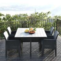China Logo None or Custom Logo Nordic Outdoor Stackable Plastic Dinning Table and Chair Set for sale