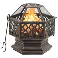 China Hexagon Crossweave Steel Wood Burning Fire Pit Bowl for Outdoor Patio and Garden for sale