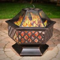 China Hexagon Crossweave Steel Wood Burning Fire Pit Bowl for Outdoor Patio and Garden for sale