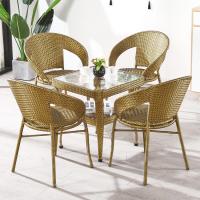 China Modern Design Outdoor Stackable Armchair and Coffee Table Set for Patio Garden Balcony for sale