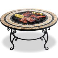 China Multi-functional Mosaic Fire Pit for Bonfire Camping and Charcoal BBQ Grill Table for sale