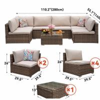 China Upgrade Your Patio with AJUNION 7 Piece Furniture Set in Brown Cushions and PE Rattan for sale