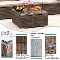China Upgrade Your Patio with AJUNION 7 Piece Furniture Set in Brown Cushions and PE Rattan for sale