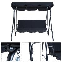 China Polyester Cushion AJUNION 3-seater Garden Hanging Swing Chair with Metal and Canopy for sale