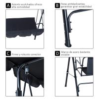 China Polyester Cushion AJUNION 3-seater Garden Hanging Swing Chair with Metal and Canopy for sale