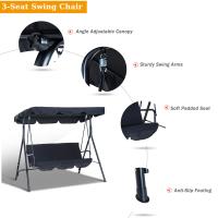 China Polyester Cushion AJUNION 3-seater Garden Hanging Swing Chair with Metal and Canopy for sale