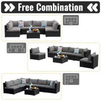 China AJUNION Wicker Rattan PE Sectional Sofa Garden Set Patio Furniture Conversation Set Outdoor Furniture for sale