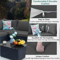 China AJUNION Wicker Rattan PE Sectional Sofa Garden Set Patio Furniture Conversation Set Outdoor Furniture for sale