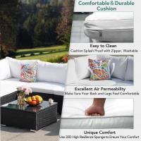 China Outdoor Furniture AJUNION 7 Piece PE Rattan Wicker Sectional Sofa Set for Garden for sale