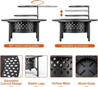 China Modern Outdoor Firepit AJUNION 36 Inch Metal Round Wood Burning Fire Pit with 2 Grills for sale
