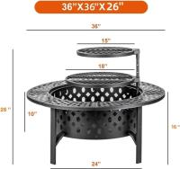 China Modern Outdoor Firepit AJUNION 36 Inch Metal Round Wood Burning Fire Pit with 2 Grills for sale