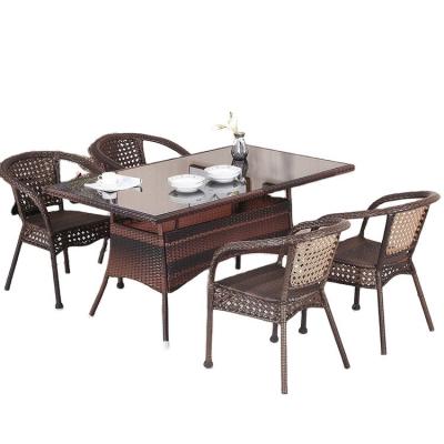China Outdoor Garden Balcony Stackable Armchair and Wicker Dining Table Set for Leisure for sale