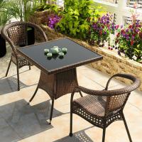China Outdoor Garden Balcony Stackable Armchair and Wicker Dining Table Set for Leisure for sale