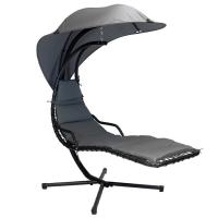 China Upgrade Your Patio Modern Metal Stand Hammock Swing Chair with Cushion and Sun Canopy for sale