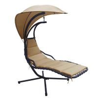 China Upgrade Your Patio Modern Metal Stand Hammock Swing Chair with Cushion and Sun Canopy for sale