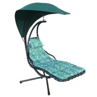 China Upgrade Your Patio Modern Metal Stand Hammock Swing Chair with Cushion and Sun Canopy for sale