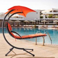 China Upgrade Your Patio Modern Metal Stand Hammock Swing Chair with Cushion and Sun Canopy for sale