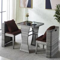 China Outdoor Rattan Furniture for Coffee Shop Tempered Glass Top Table and Chair Set for sale