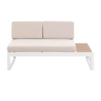 China AJUNION L Shaped Outdoor Furniture Set Aluminum Lounge Set with Plastic Teak Finish for sale