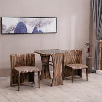 China Outdoor Rattan Furniture for Coffee Shop Tempered Glass Top Table and Chair Set for sale