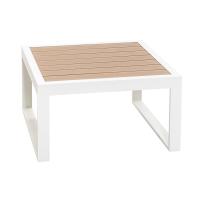 China AJUNION L Shaped Outdoor Furniture Set Aluminum Lounge Set with Plastic Teak Finish for sale
