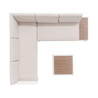 China AJUNION L Shaped Outdoor Furniture Set Aluminum Lounge Set with Plastic Teak Finish for sale