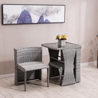 China Outdoor Rattan Furniture for Coffee Shop Tempered Glass Top Table and Chair Set for sale