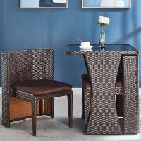 China Outdoor Rattan Furniture for Coffee Shop Tempered Glass Top Table and Chair Set for sale
