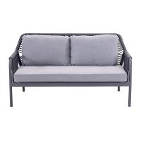 China Aluminum Frame AJUNION Rope Weave Garden Furniture Lounge Sofa Set with HPL Tabletop for sale