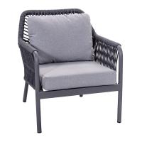 China Aluminum Frame AJUNION Rope Weave Garden Furniture Lounge Sofa Set with HPL Tabletop for sale