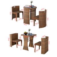 China Rattan Tempered Glass Round Dining Table and Chair Set for Coffee Shop Modern Design for sale