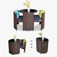 China Rattan Tempered Glass Round Dining Table and Chair Set for Coffee Shop Modern Design for sale