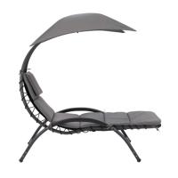 China Outdoor Metal Fabric Beach Patio Garden Hammock Swing Chair with Canopy 118*171*165 CM for sale