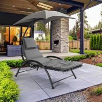 China Outdoor Metal Fabric Beach Patio Garden Hammock Swing Chair with Canopy 118*171*165 CM for sale