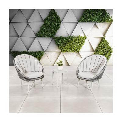 China Rope Weave Garden Balcony Furniture 3 Piece Aluminum Lounge Set with Side Table by AJUNION for sale