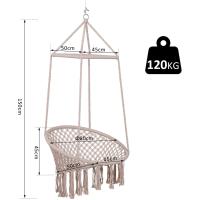China AJUNION Macrame Hammock Hanging Swing Chair Metal Frame Cotton Rope Mail Packing Y for sale