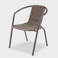 China Hotel Garden Balcony Beach Stackable Armchair Woven PE Rattan Wicker Dining Chair for sale