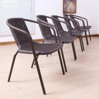 China Hotel Garden Balcony Beach Stackable Armchair Woven PE Rattan Wicker Dining Chair for sale