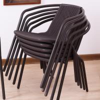 China Hotel Garden Balcony Beach Stackable Armchair Woven PE Rattan Wicker Dining Chair for sale