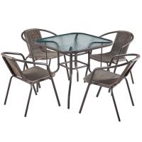 China Hotel Garden Balcony Beach Stackable Armchair Woven PE Rattan Wicker Dining Chair for sale