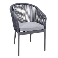 China Rope Weave AJUNION 3 Piece Aluminum Bistro Set for Balcony Cottage and Beach Seating for sale